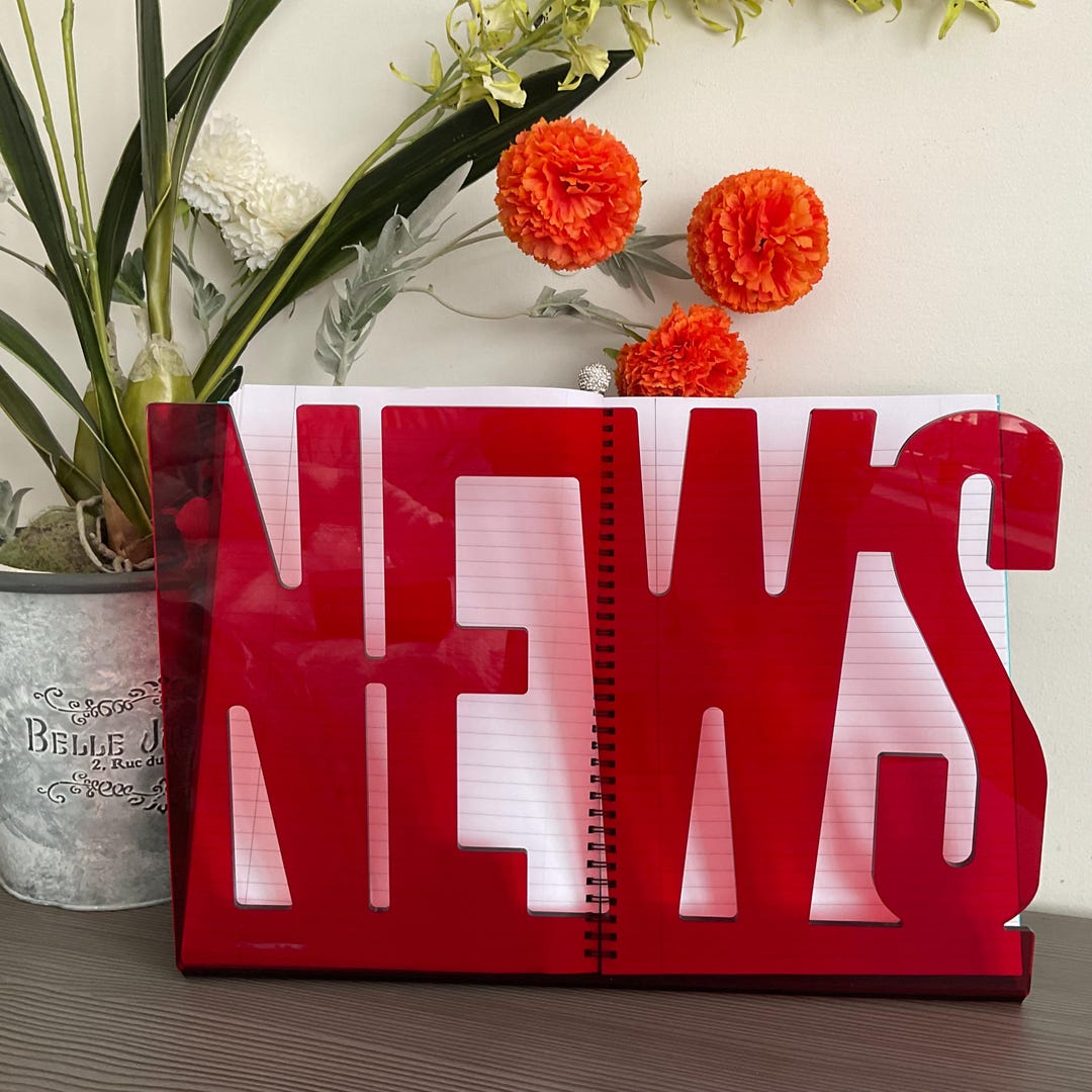 Funky 1970s Red Perspex Newspaper Rack, Stylish Retro Acrylic Magazine ...