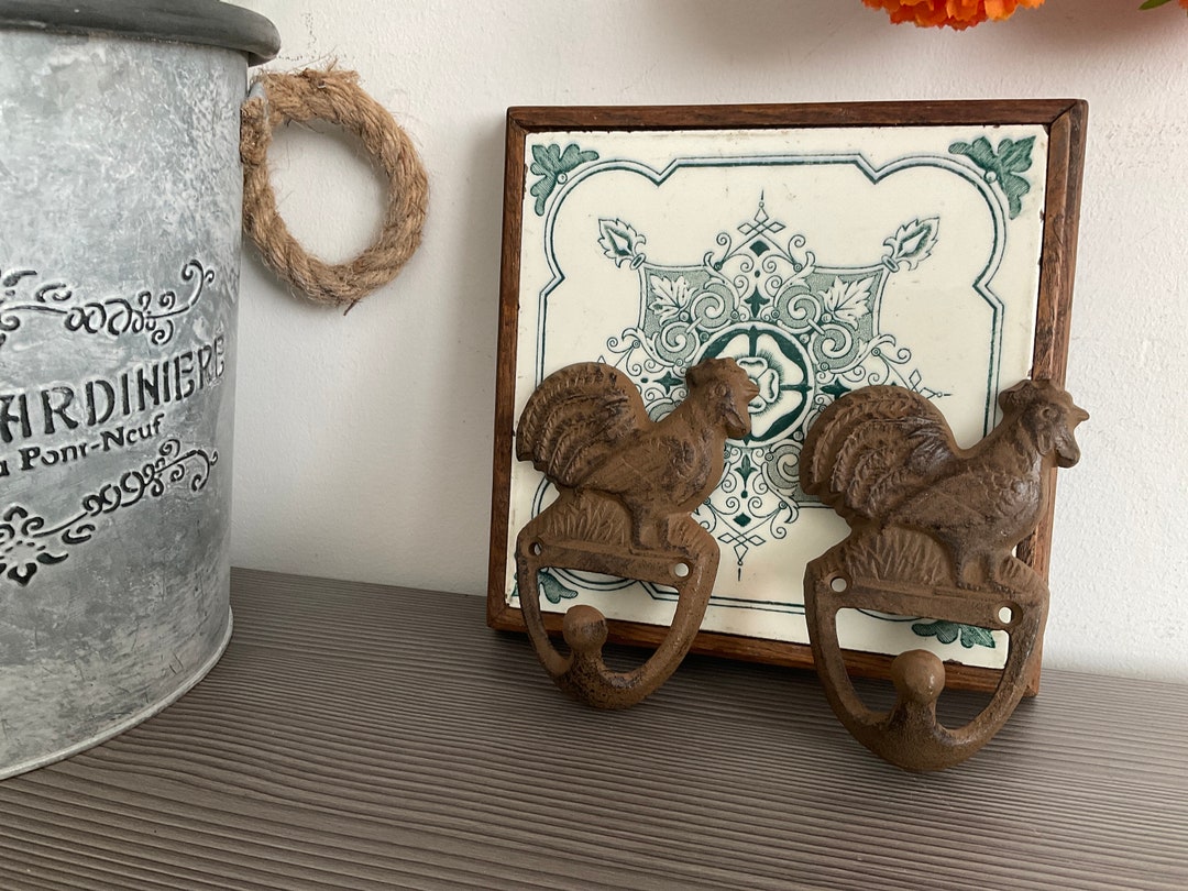 2 X Cast Iron Chicken Hooks, Coat Hooks, Tea Towel Holder, Farmhouse Kitchen, Rustic Decor - Etsy