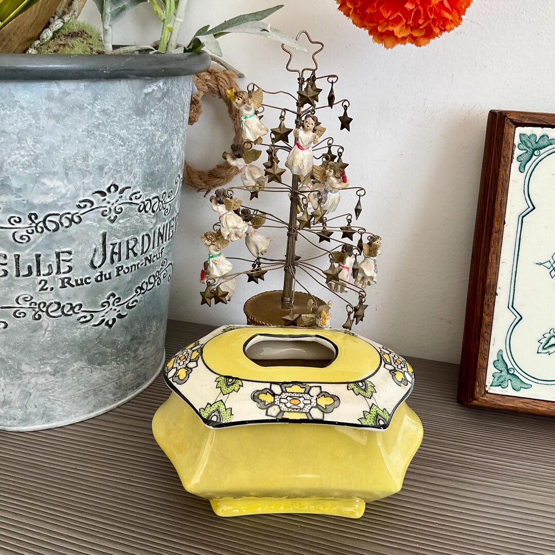 Lovely Art Deco Ceramic Hair Receiver, Pretty Dressing Table Pot ...