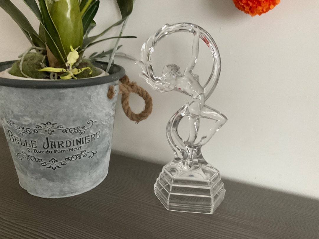 Vintage Lead Crystal Dancing Lady Figurine, Elegant Clear Glass Statue ...