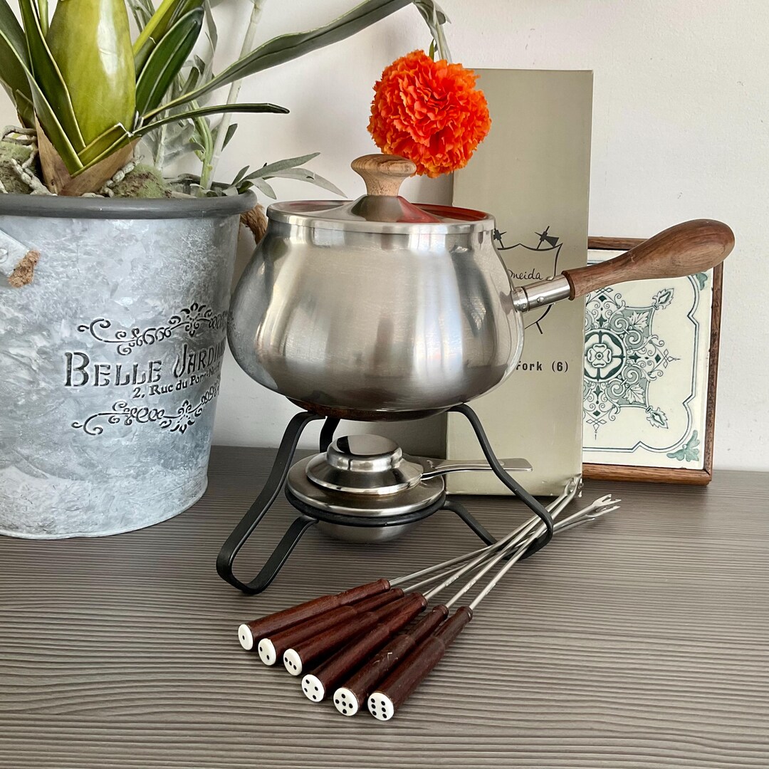 Lovely Retro Fondue Set, Stainless Steel Fondue Set With Forks - Etsy