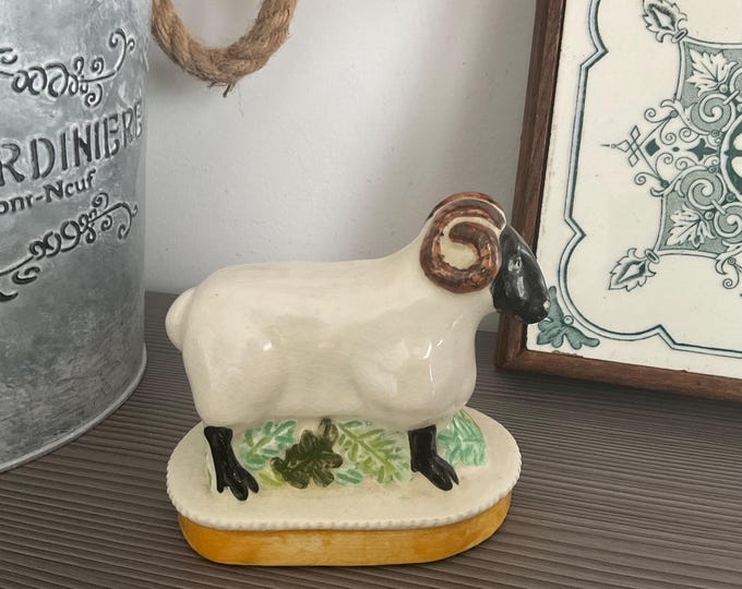 Handsome Vintage Black Face Ram Figurine, Hand Painted Sheep, Farmyard ...