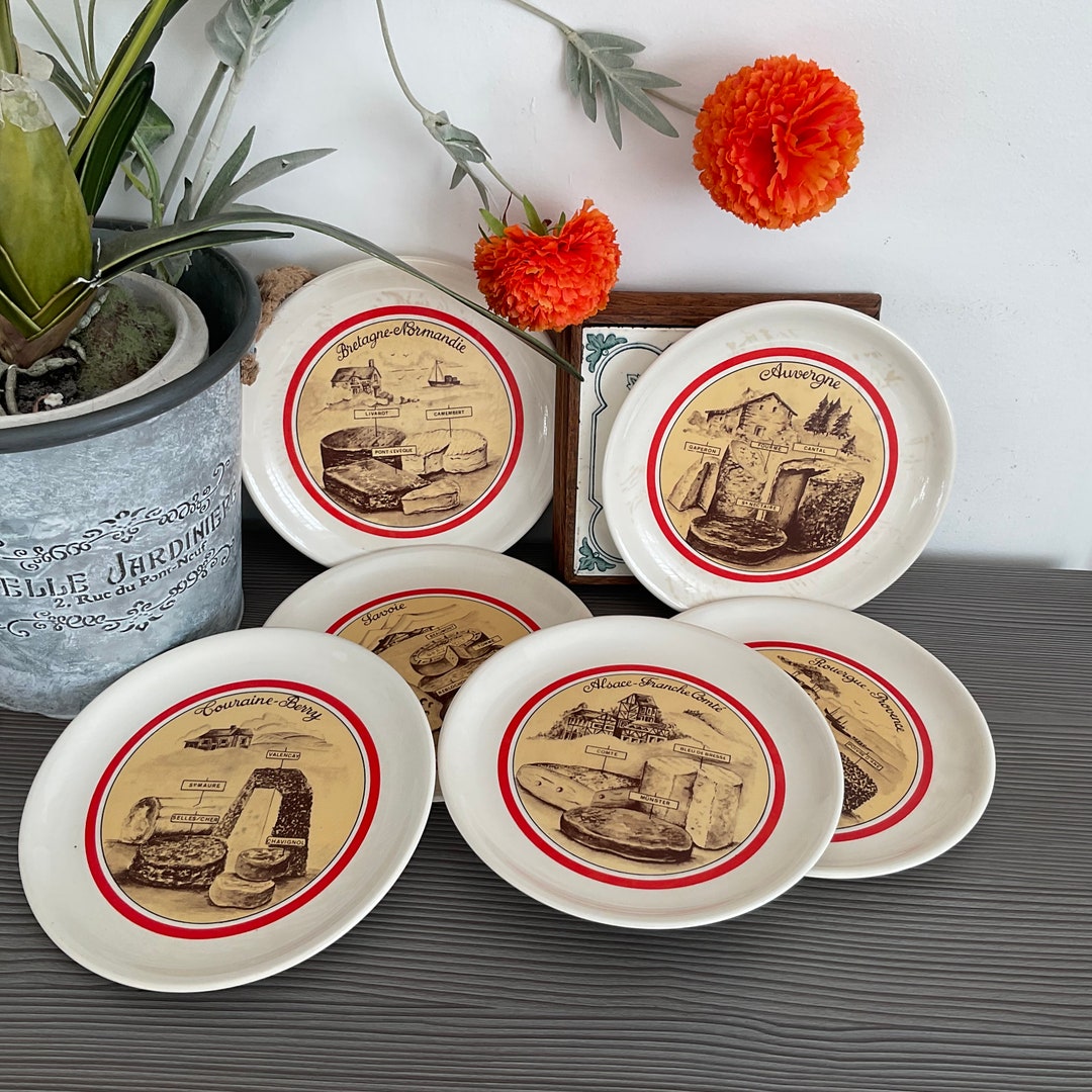 Vintage French LONGCHAMP Cheese Plates, Set of 6 Cheese Plates - Etsy
