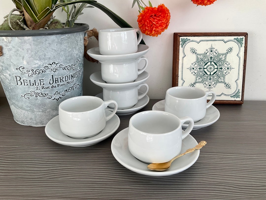 2 X Vintage PILLIVUYT France Tea/coffee Cups and Saucers, Restaurant ...