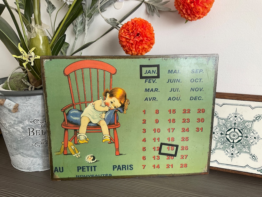Vintage French Perpetual Calendar, Shabby Chic Metal Wall Calendar - Etsy