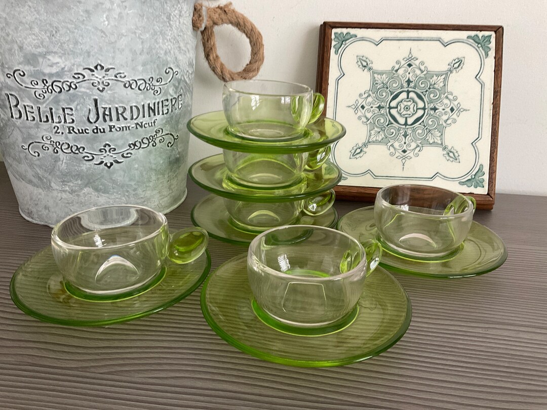 RARE Vintage ARC France Glass Expresso Set,unusual Arcoroc Stylish ...