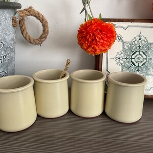 4 X Cermer Yogurt Pots, La Fermiere Lemon/cream Glazed Terracotta Pots ...