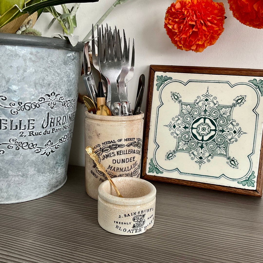 Vintage Crazed Advertising Pot, J. Sainsbury’s Bloater Paste, Antique ...