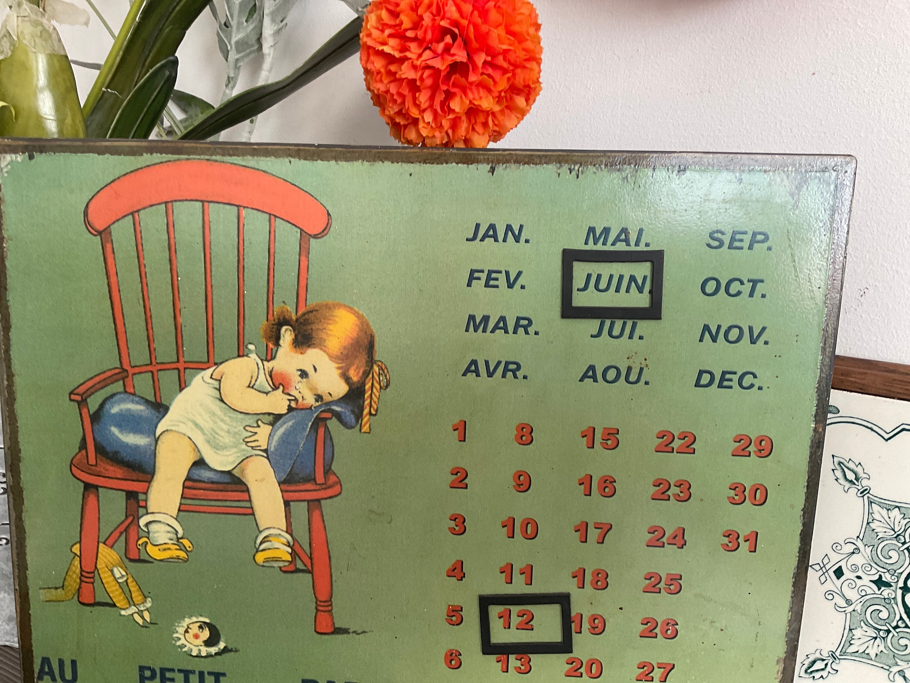 Vintage French Perpetual Calendar, Shabby Chic Metal Wall Calendar - Etsy