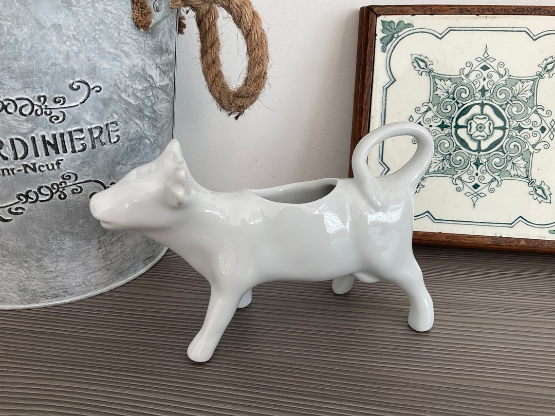 Vintage French APILCO Milk Jug , French Porcelain Creamer, Cow Shaped ...