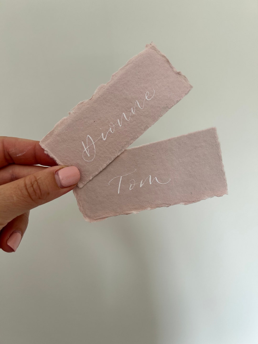 Blush Pink Placecards, Calligraphy Namecards, Handmade Cotton Paper ...
