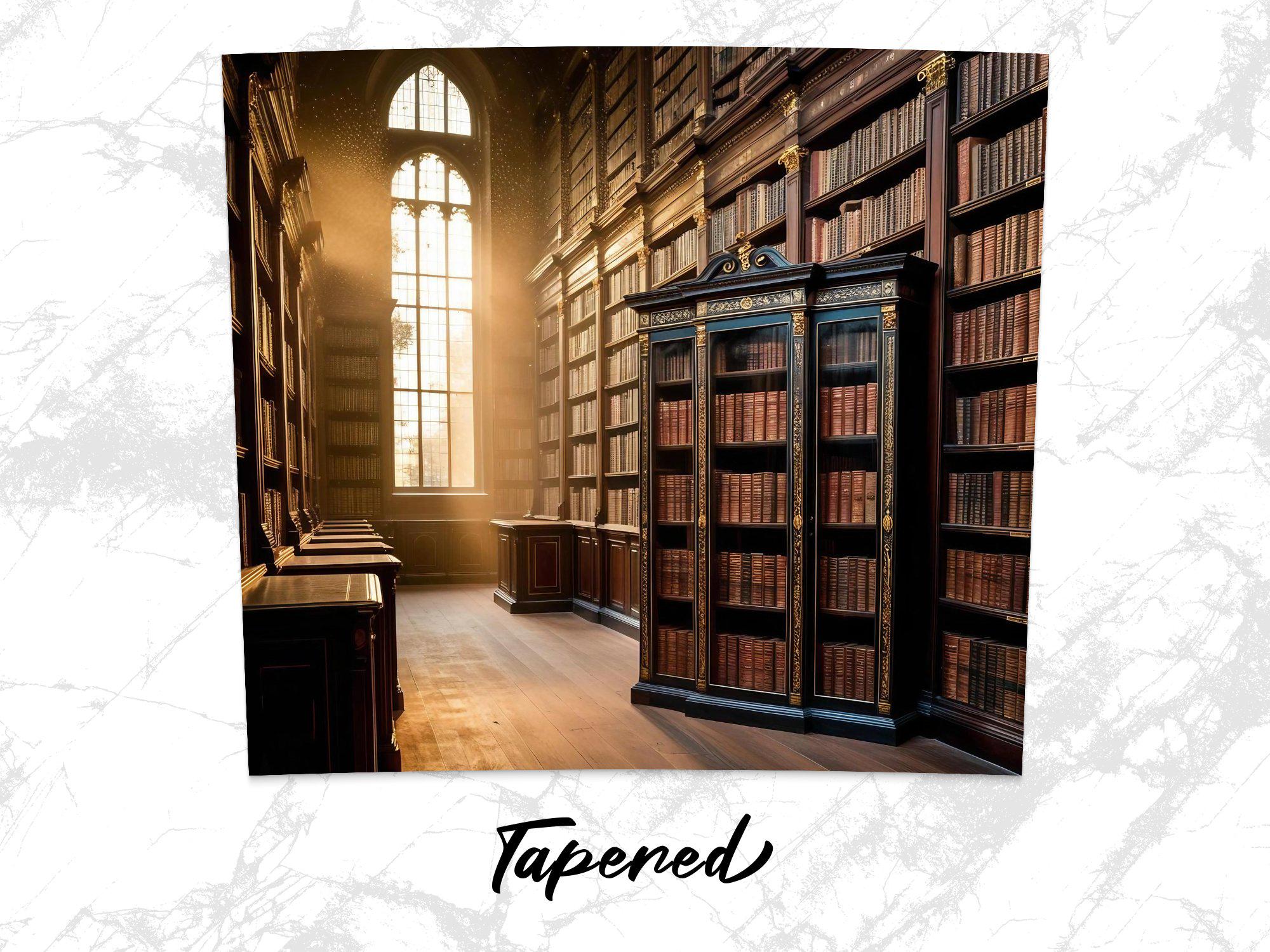 Vintage Library Digital Background, Ancient Bookshelves Tumbler Wrap ...