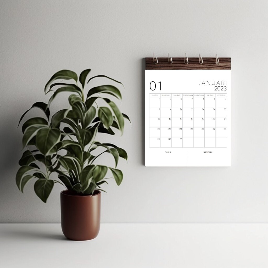Dutch 2023 Printable Calendar, Minimalist Monthly Calendar 2023 ...