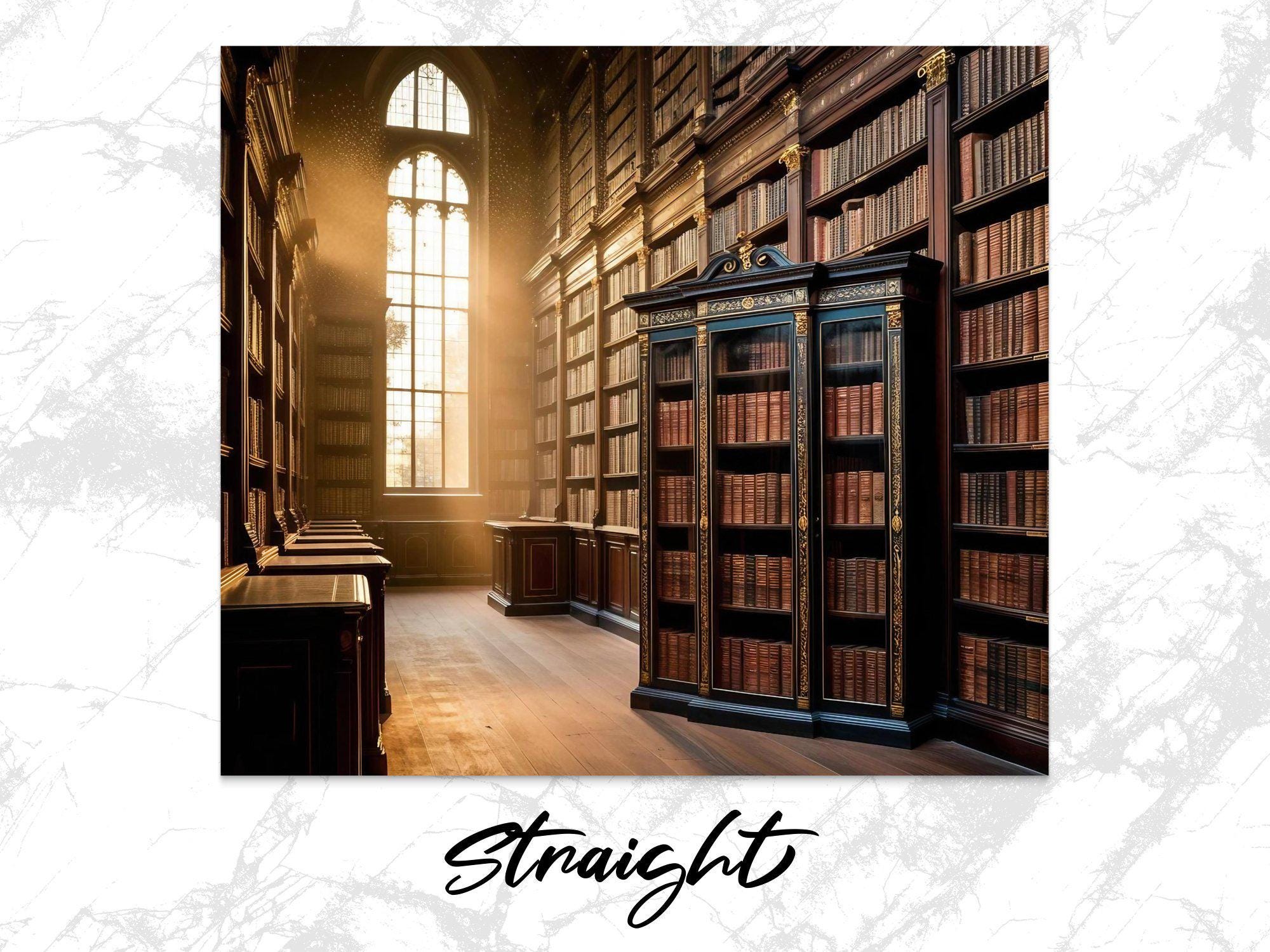 Vintage Library Digital Background, Ancient Bookshelves Tumbler Wrap ...