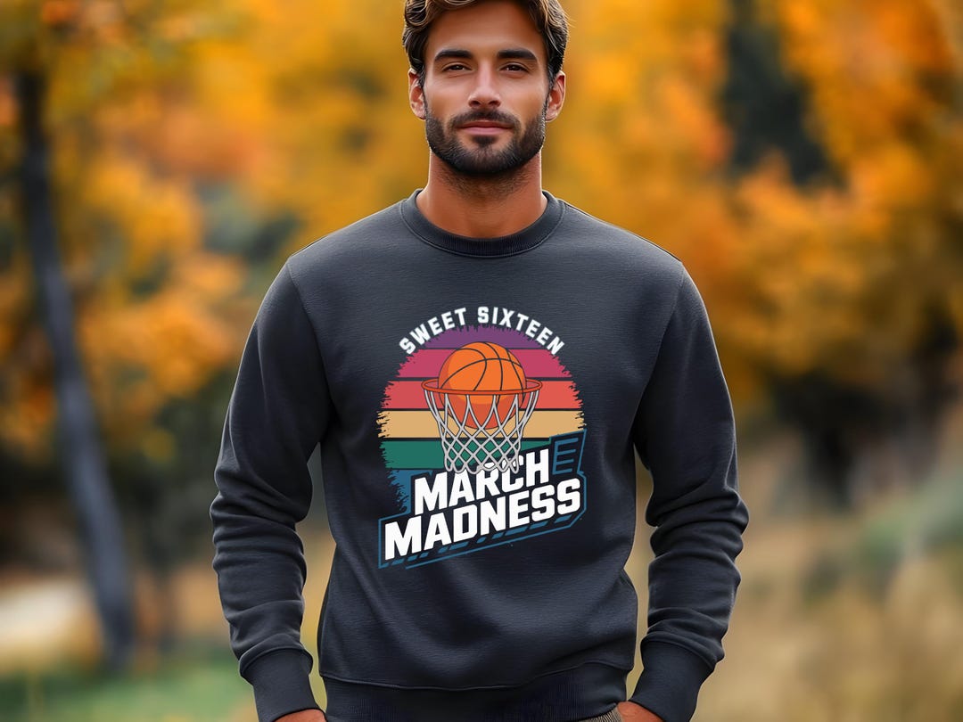 March Madness Sweet 16 Crewneck Sweatshirt Basketball Sports Fan Gift ...