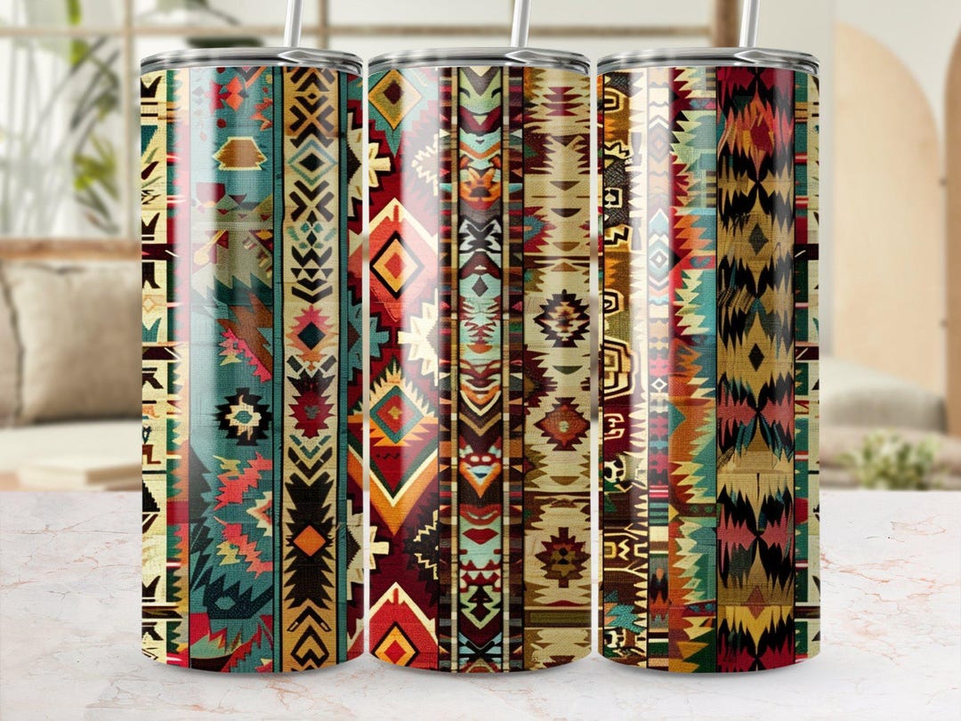 Aztec 20oz Skinny Tumbler Wraps, Digital Download PNG, Straight and ...
