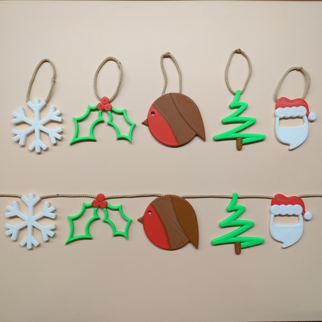 Christmas Build-a-bunting, 3D Printed, Bunting DIY Kit, Tree Hangings ...