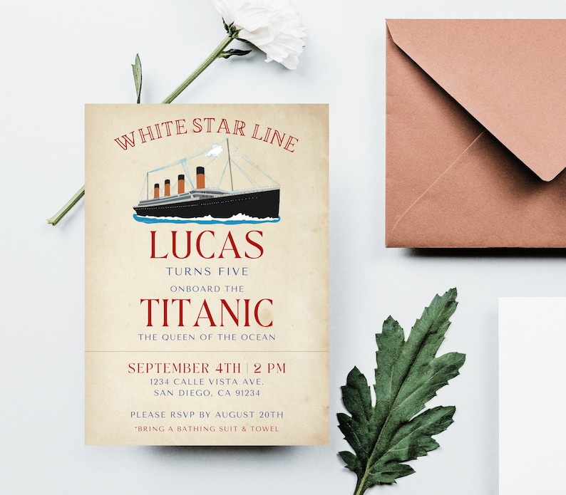 Titanic Theme Birthday Invitation | Customizable | Printable - Etsy