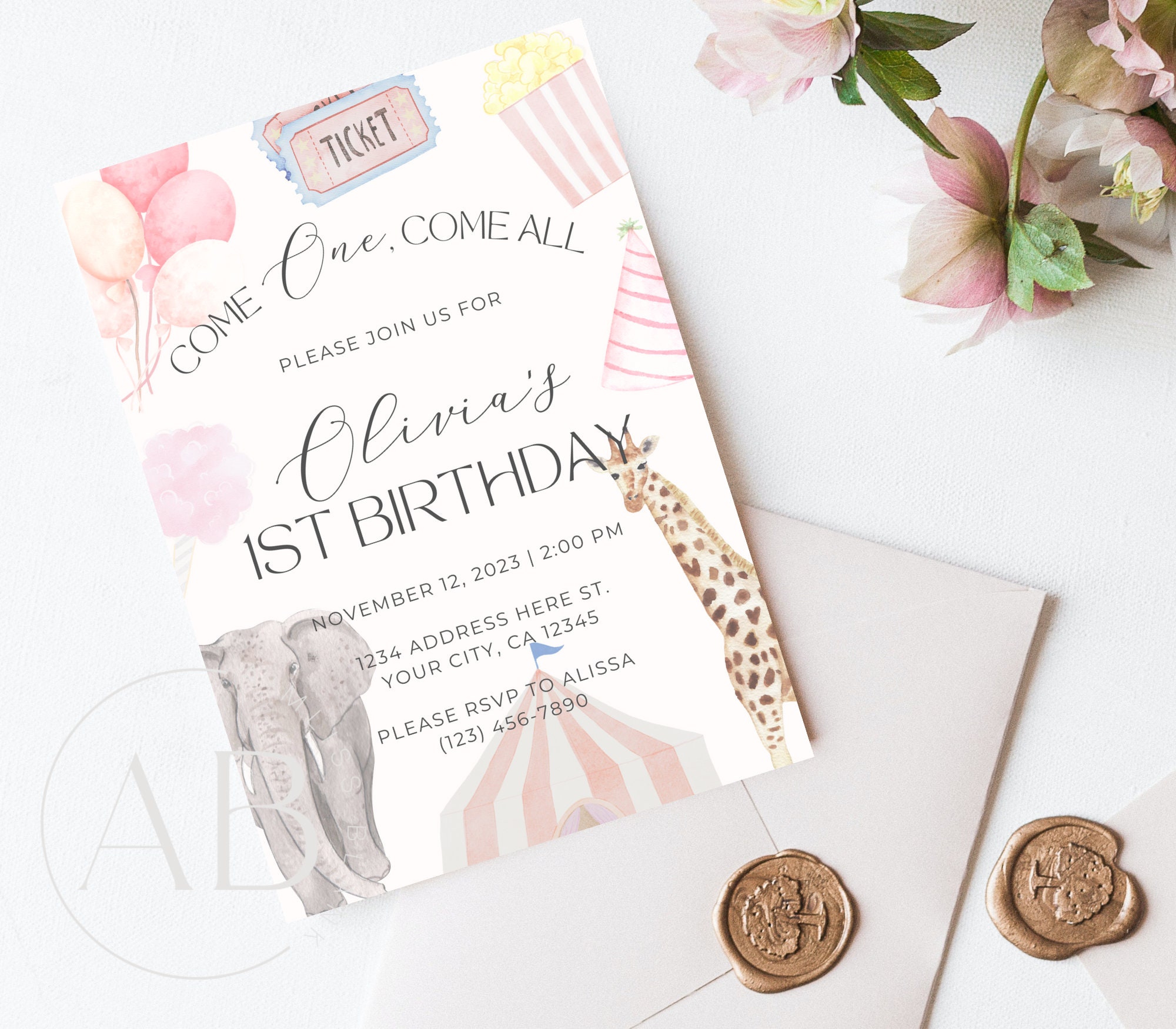 Circus Birthday Invitation Customizable Printable - Etsy