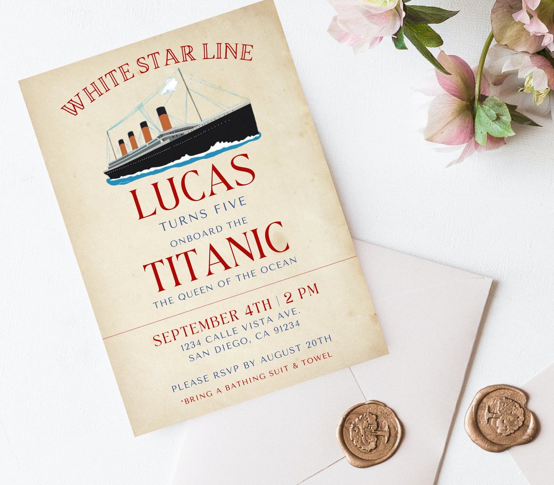 Titanic Theme Birthday Invitation | Customizable | Printable - Etsy