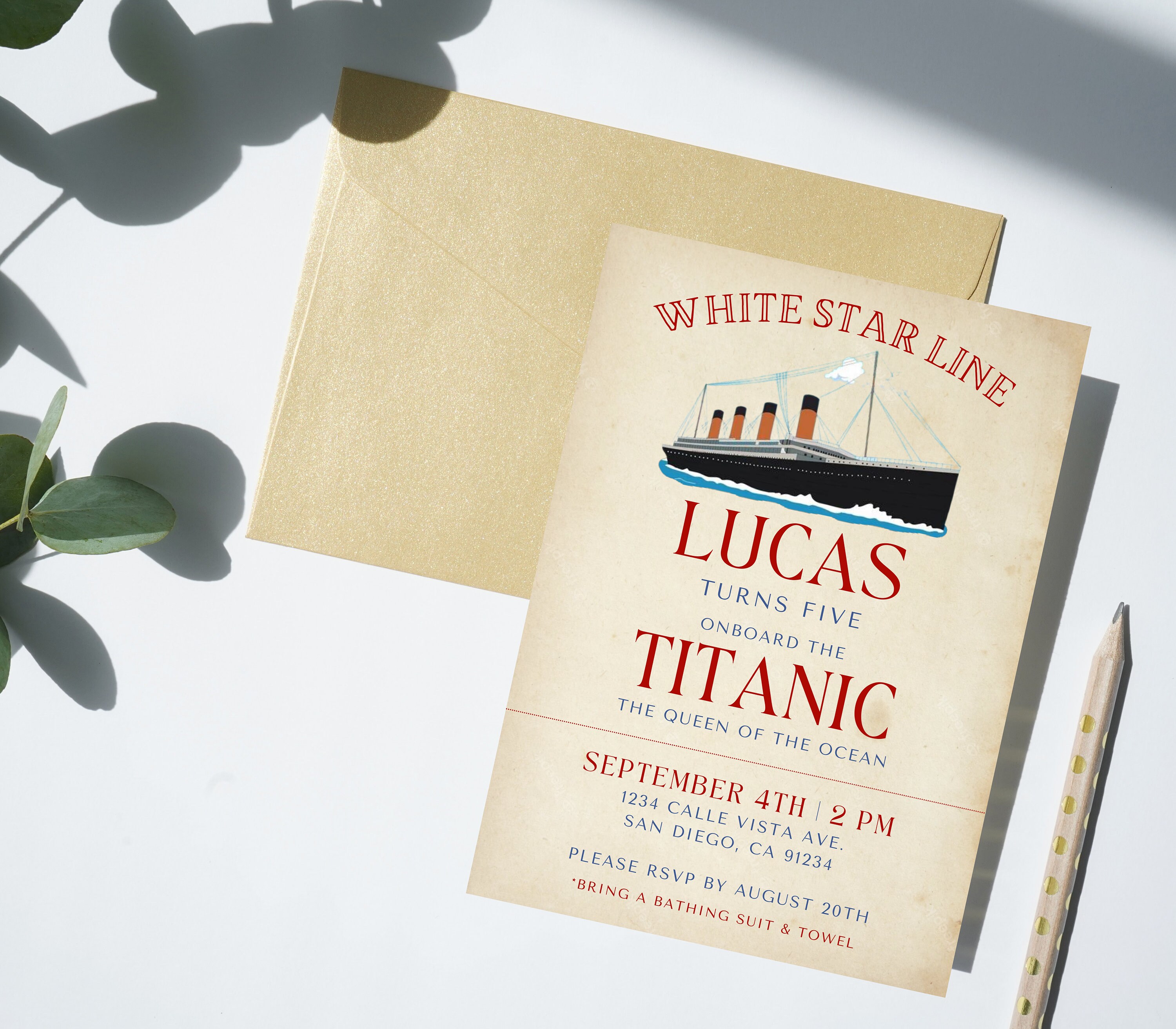 Titanic Theme Birthday Invitation | Customizable | Printable - Etsy
