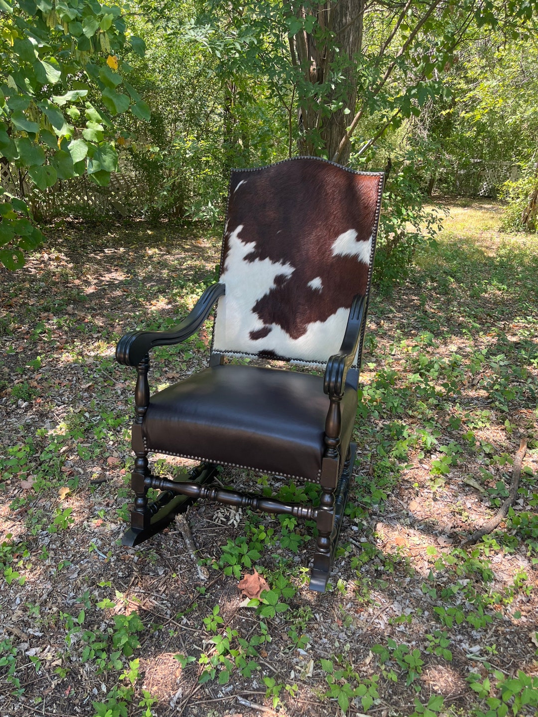 Turn Leg Cowhide Rocking Chair - Etsy