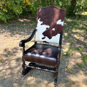 Turn Leg Cowhide Rocking Chair - Etsy