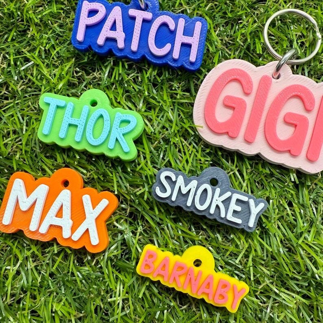 Custom Personalised Name Pet ID Tag - All Caps Style - Etsy
