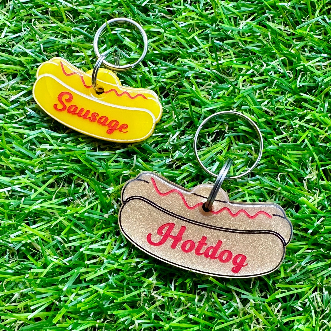 Custom Personalised Hotdog Pet Tag - Etsy