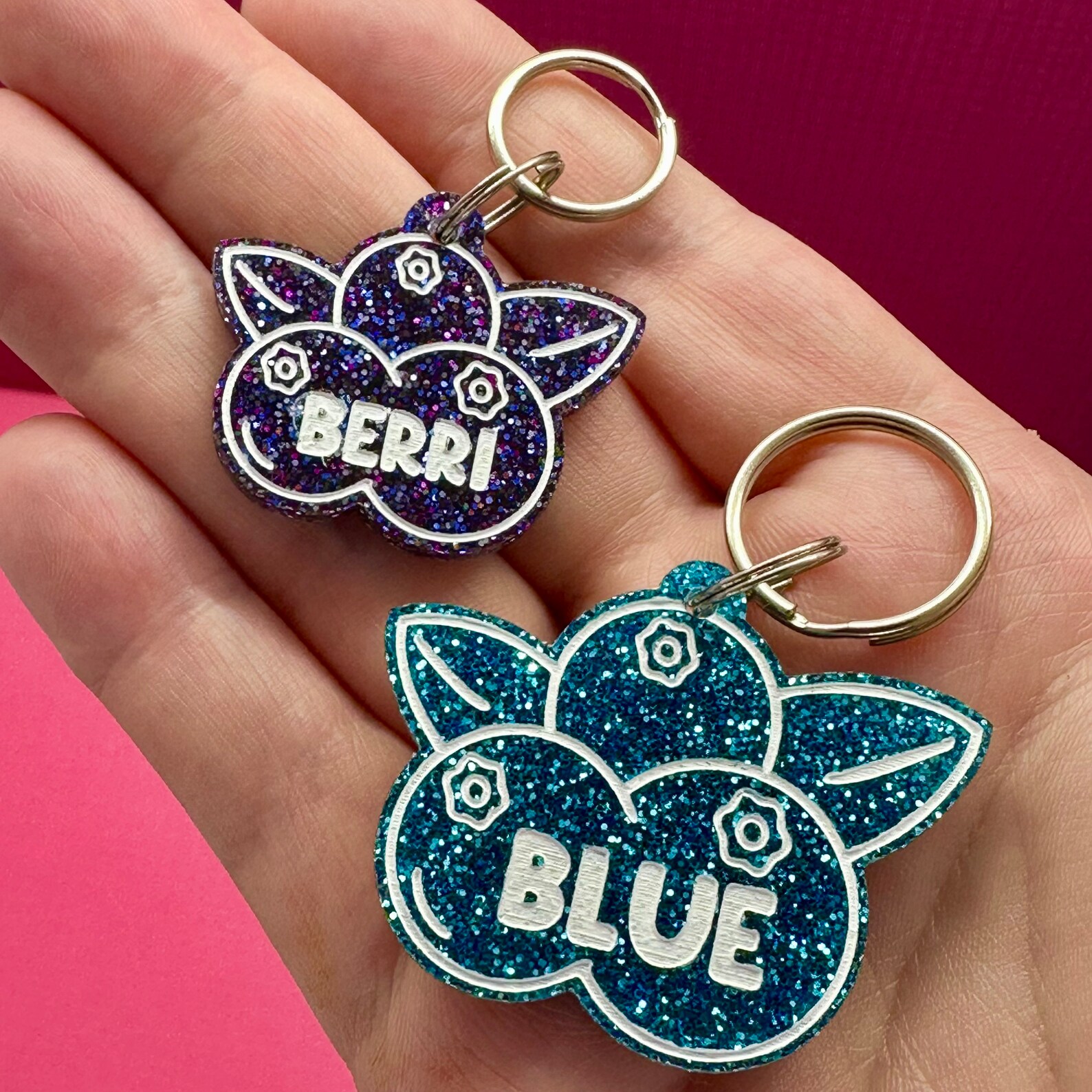 Custom Personalised Glitter Blueberry Pet Tag - Etsy