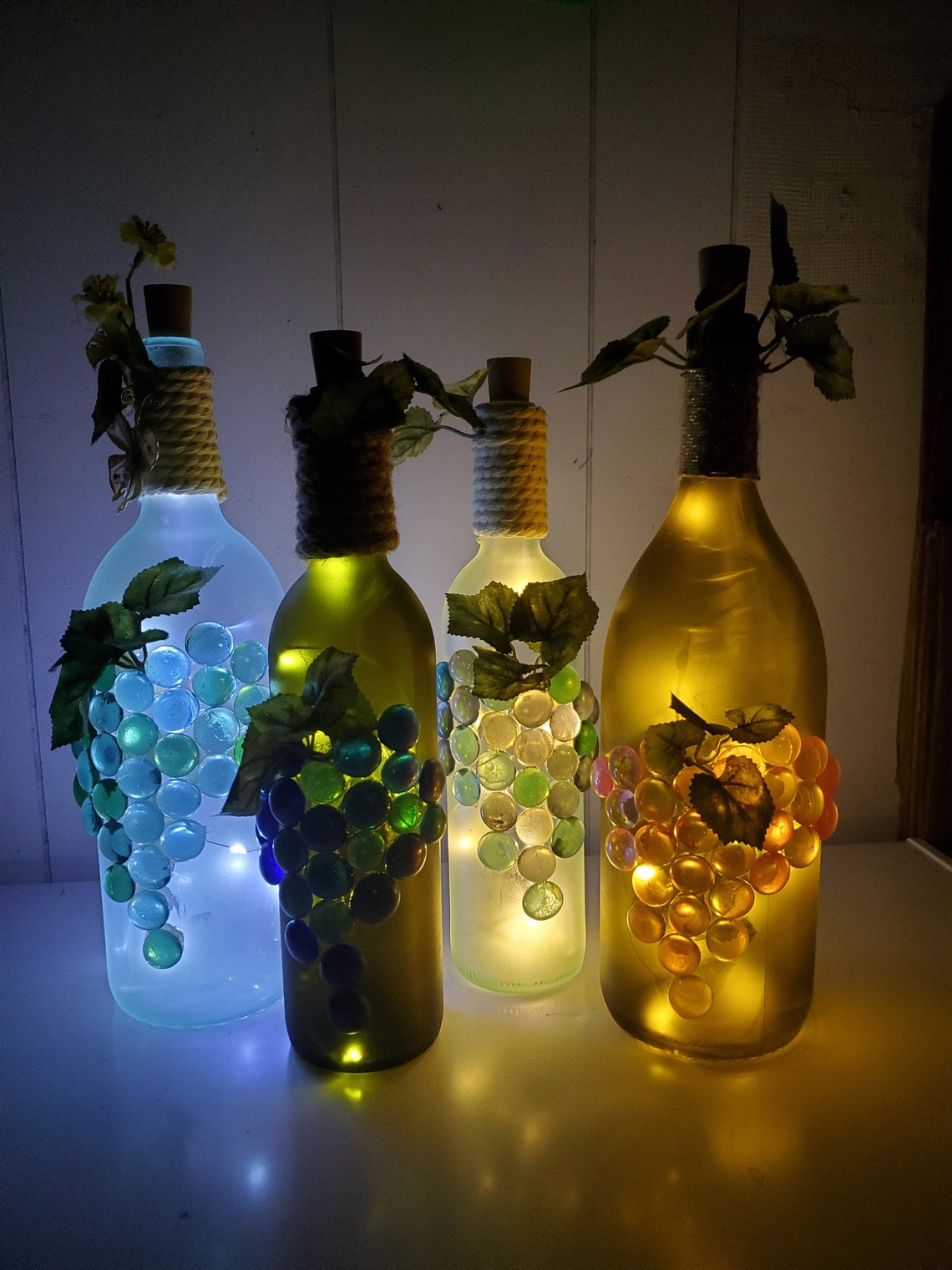 Custom Grape Vine Upcycles Wine Bottle Lamp - Etsy