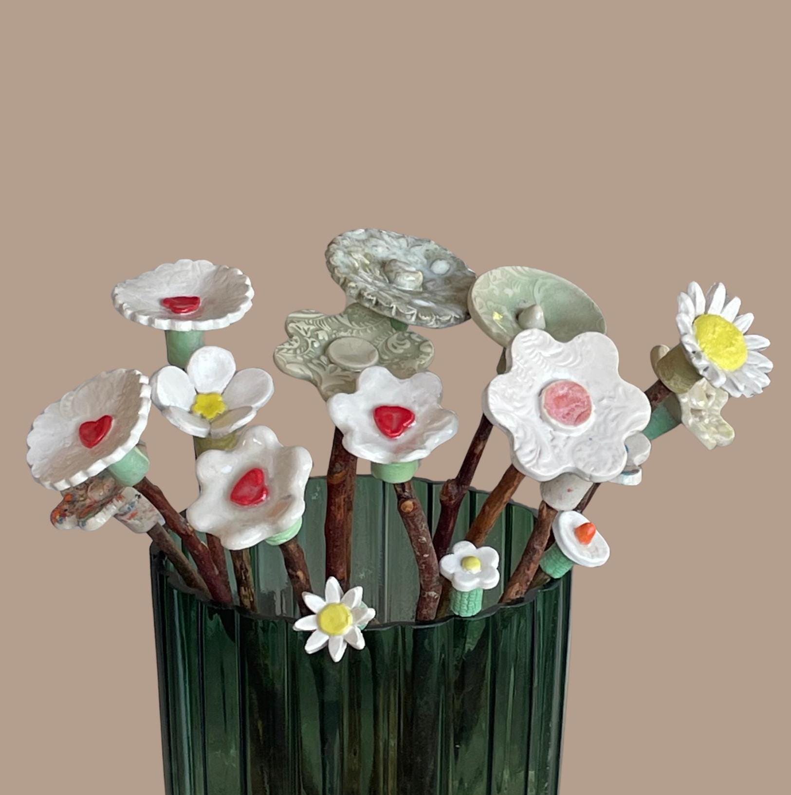 Handmade Ceramic Flower Bouquet: White Floral Arrangement - Etsy