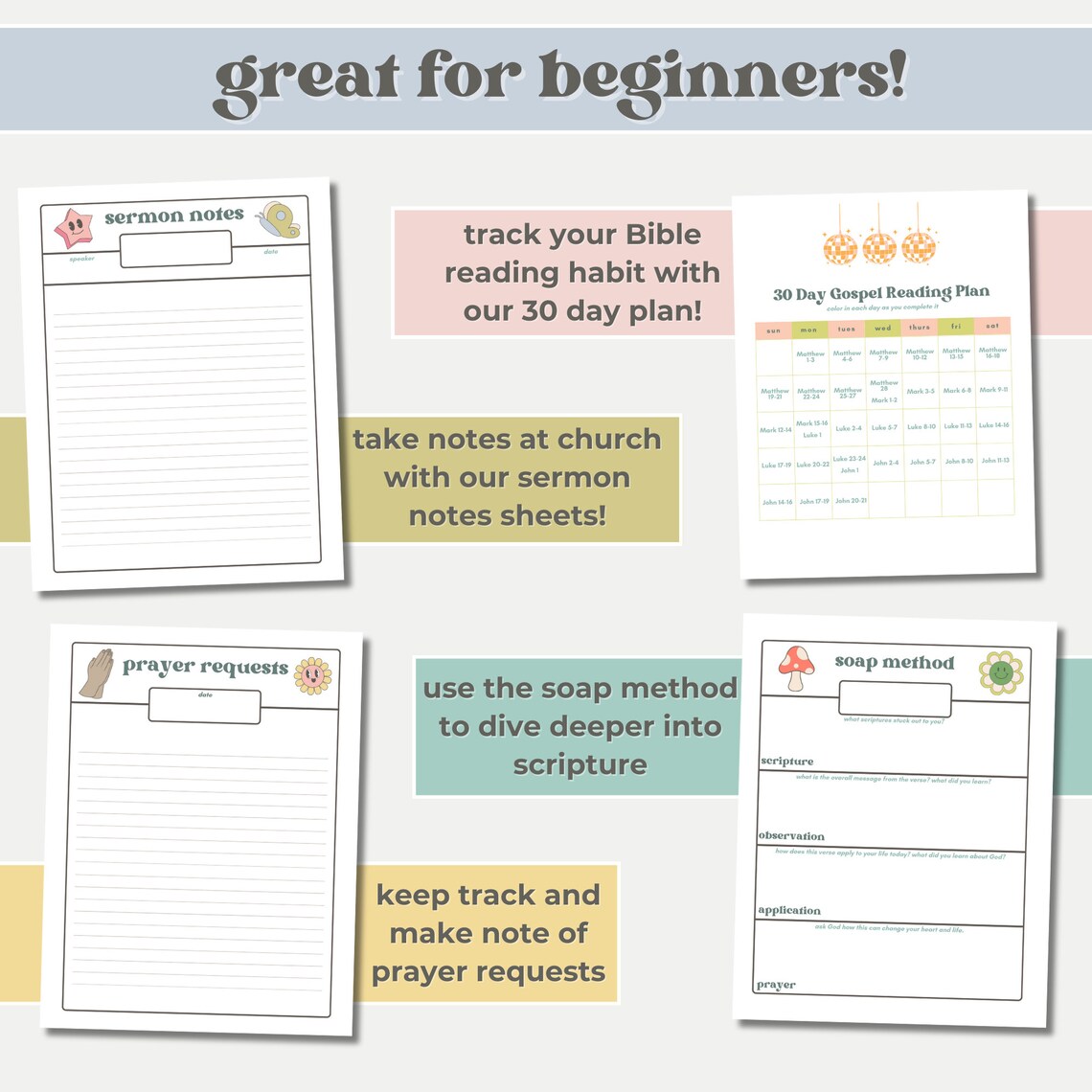 Bible Study Printable Bundle: SOAP Method, Scripture Mapping (PDF) - Etsy
