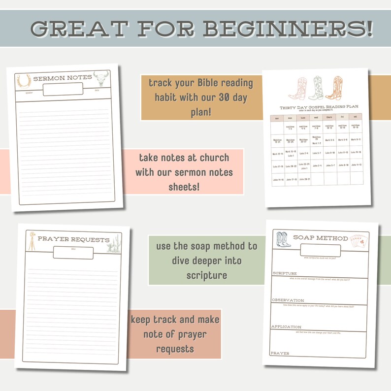 Western Bible Study Bundle: Digital Notes Template (PDF) - Etsy