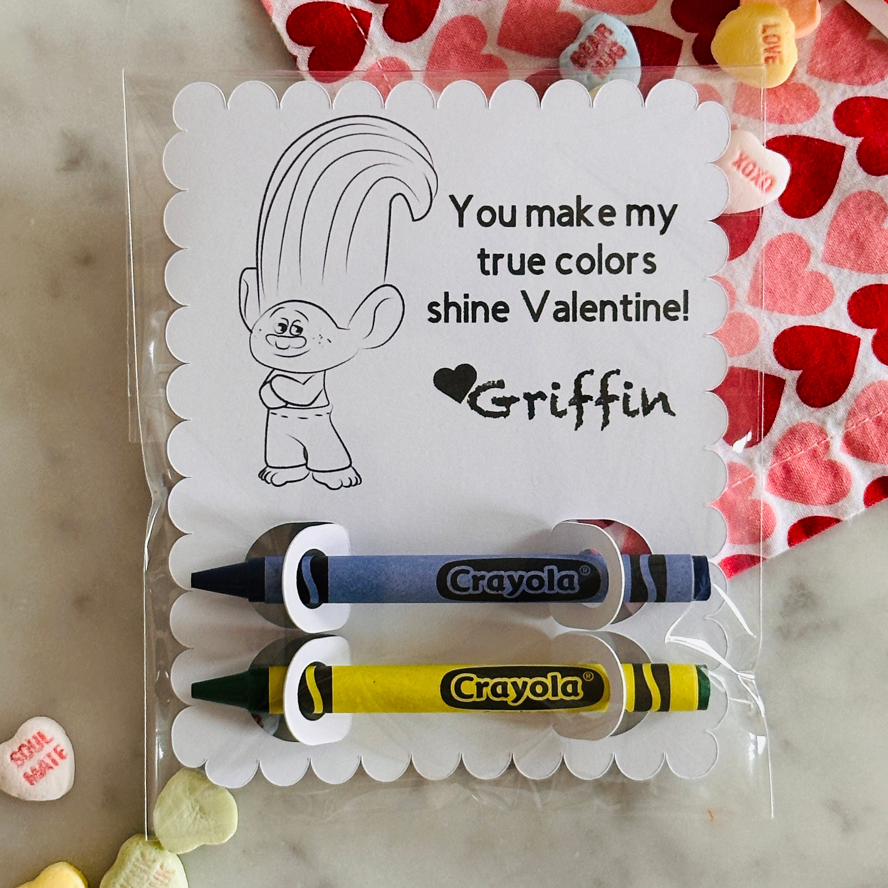Trolls Coloring Valentines With Crayons - Etsy