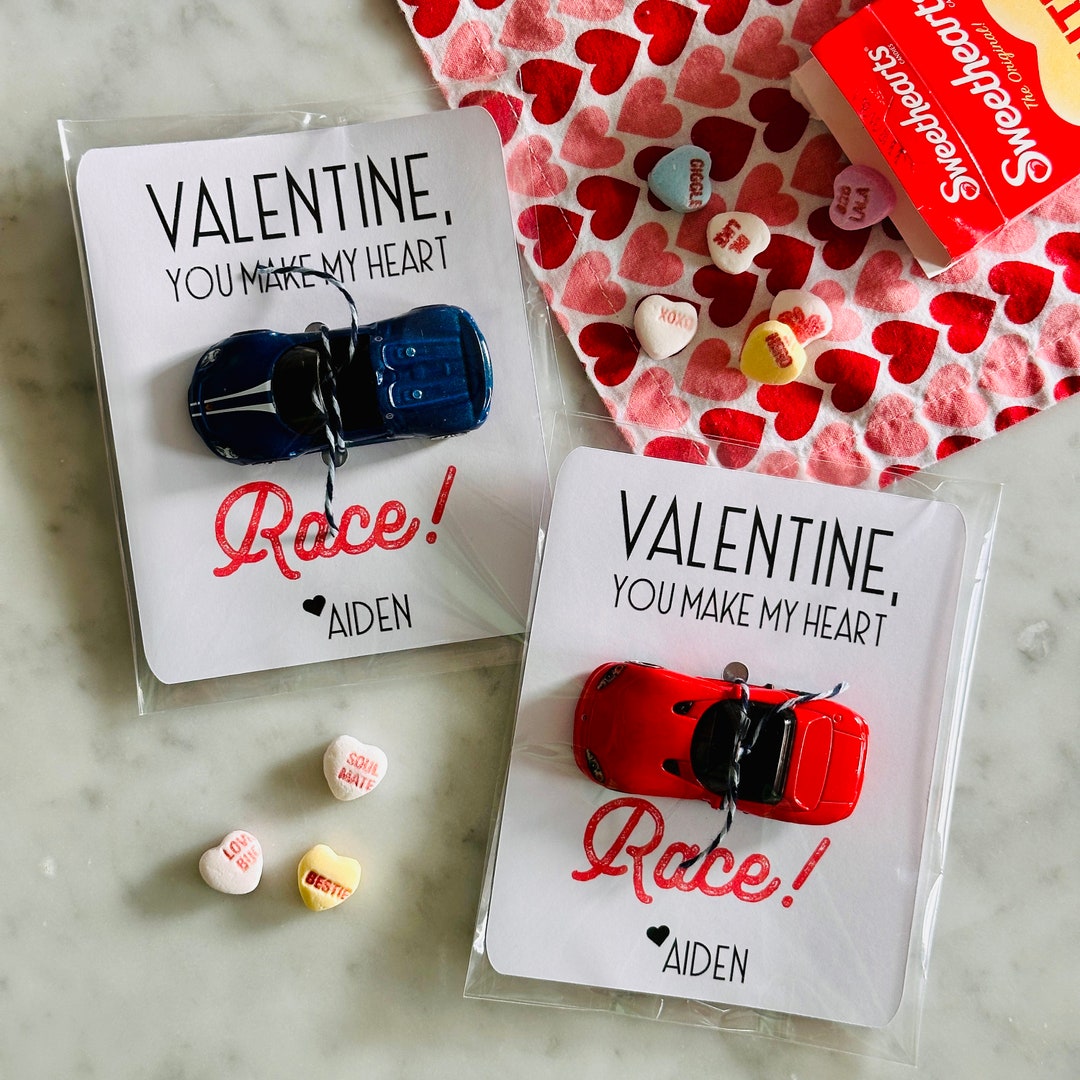 Race Car Valentines With Car- Assembled - Etsy