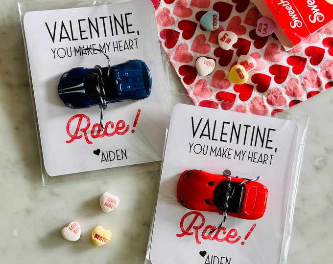 Race Car Valentines With Car- Assembled - Etsy