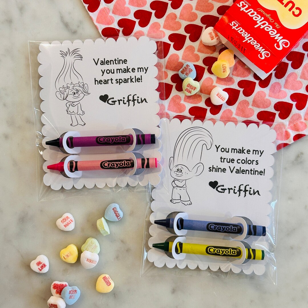 Trolls Coloring Valentines With Crayons - Etsy