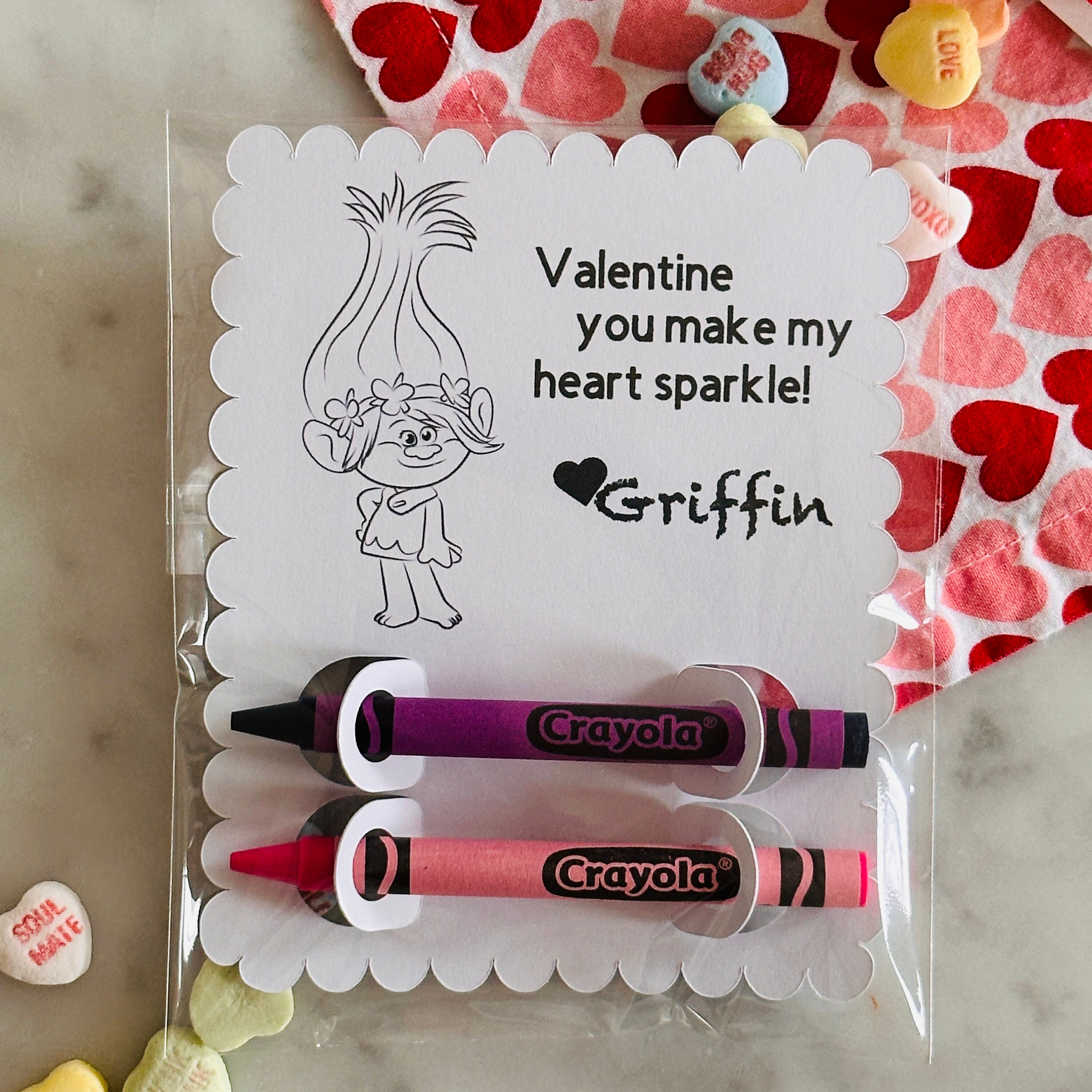 Trolls Coloring Valentines With Crayons - Etsy