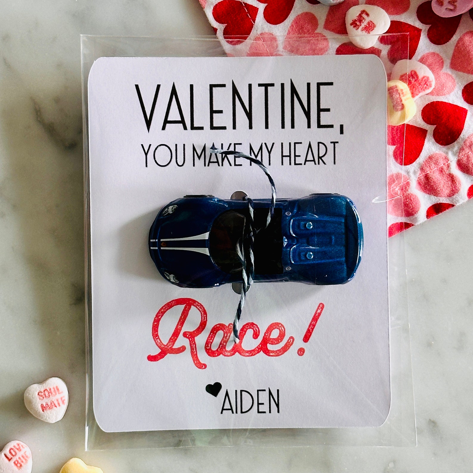 Race Car Valentines With Car - Etsy