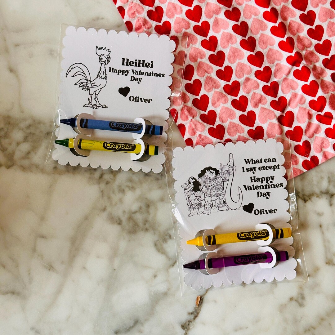 Moana Coloring Valentines With Crayons - Etsy