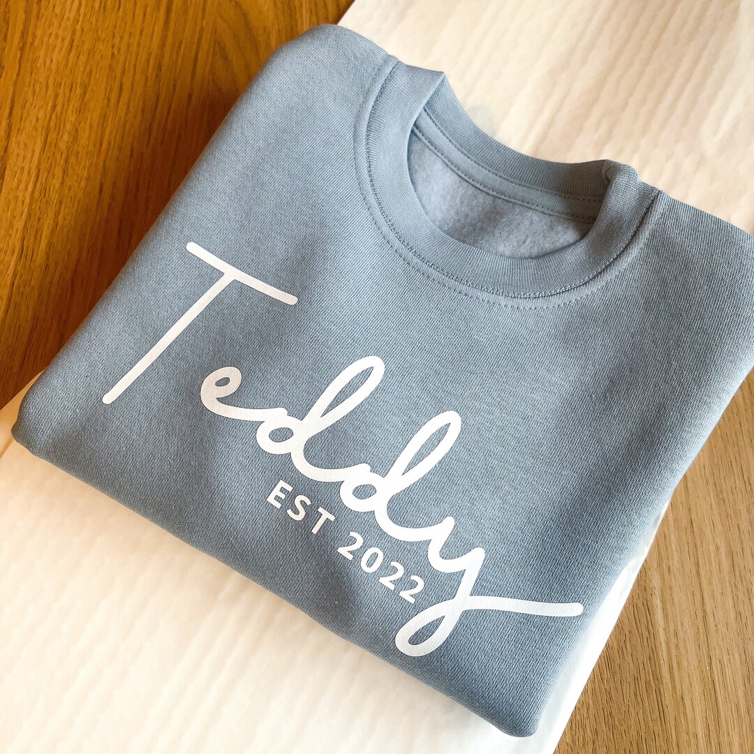 Name and Year of Birth Personalised Kids Jumper Childs Sweatshirt With ...