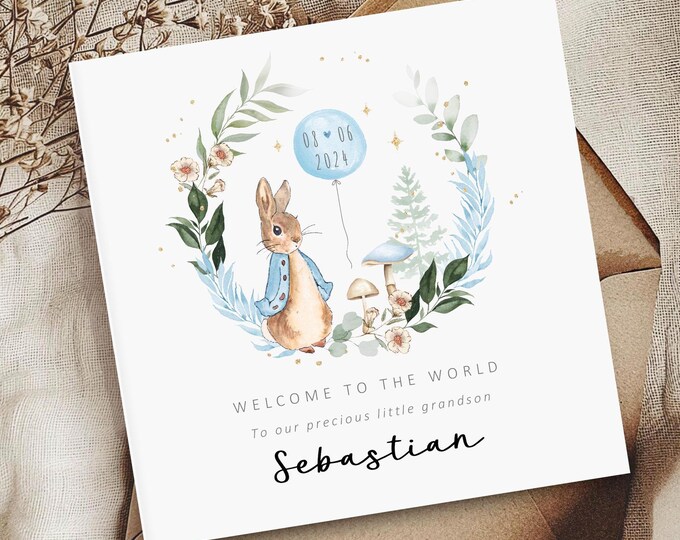 Personalised Peter Rabbit New Baby Card Newborn Baby Card Welcome to ...