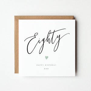 Personalised 80th Birthday Card, Calligraphy Birthday Card ...