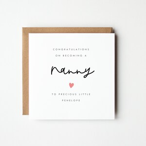 Personalised Congratulations on Becoming a New Granny, Nanny Card, New ...