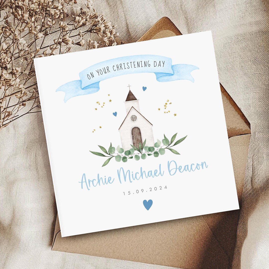 Personalised Christening Card, Baptism Card, Grandson Granddaughter Son ...