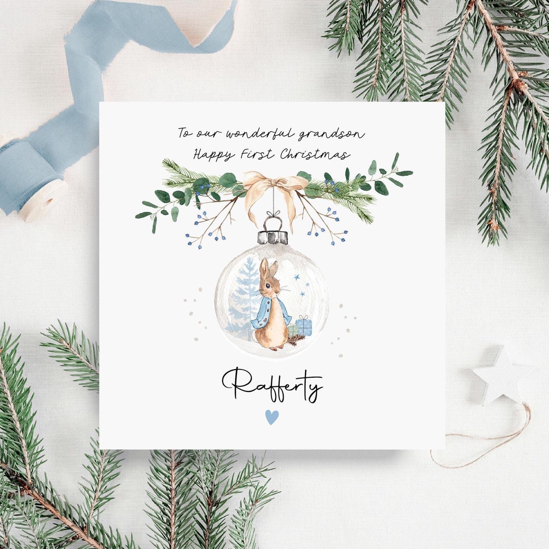 Personalised Peter Rabbit First Christmas Card, Peter Rabbit Christmas ...