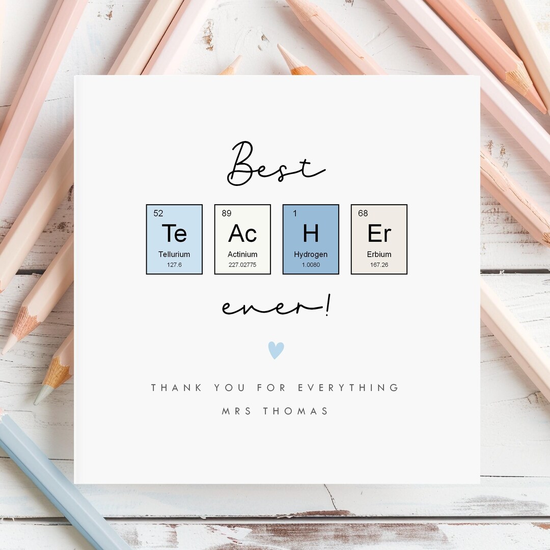Personalised Science Teacher Card, Thank You Teacher Card, End of Term ...