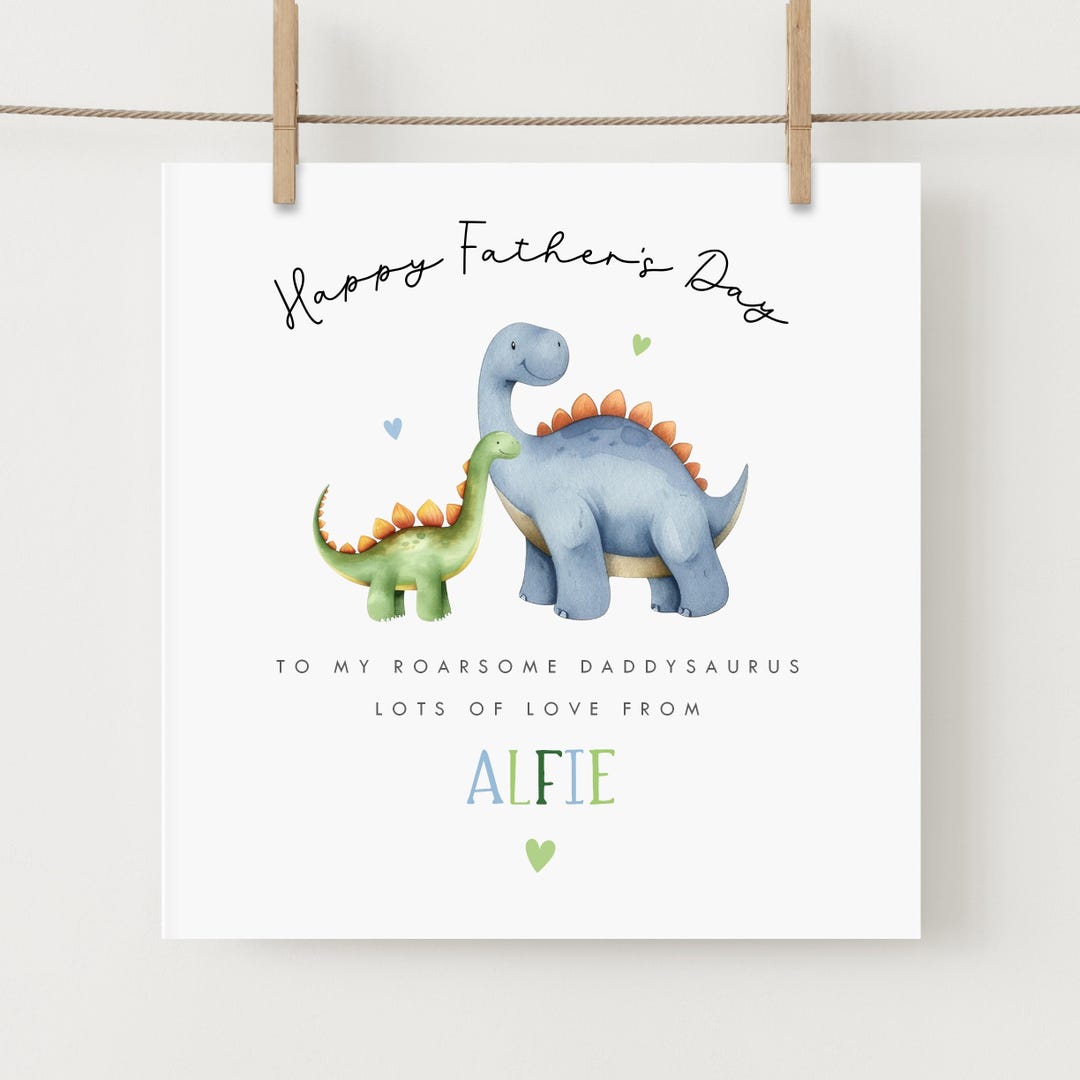 Personalised Happy Father's Day Card, Dinosaur Father's Day Card ...
