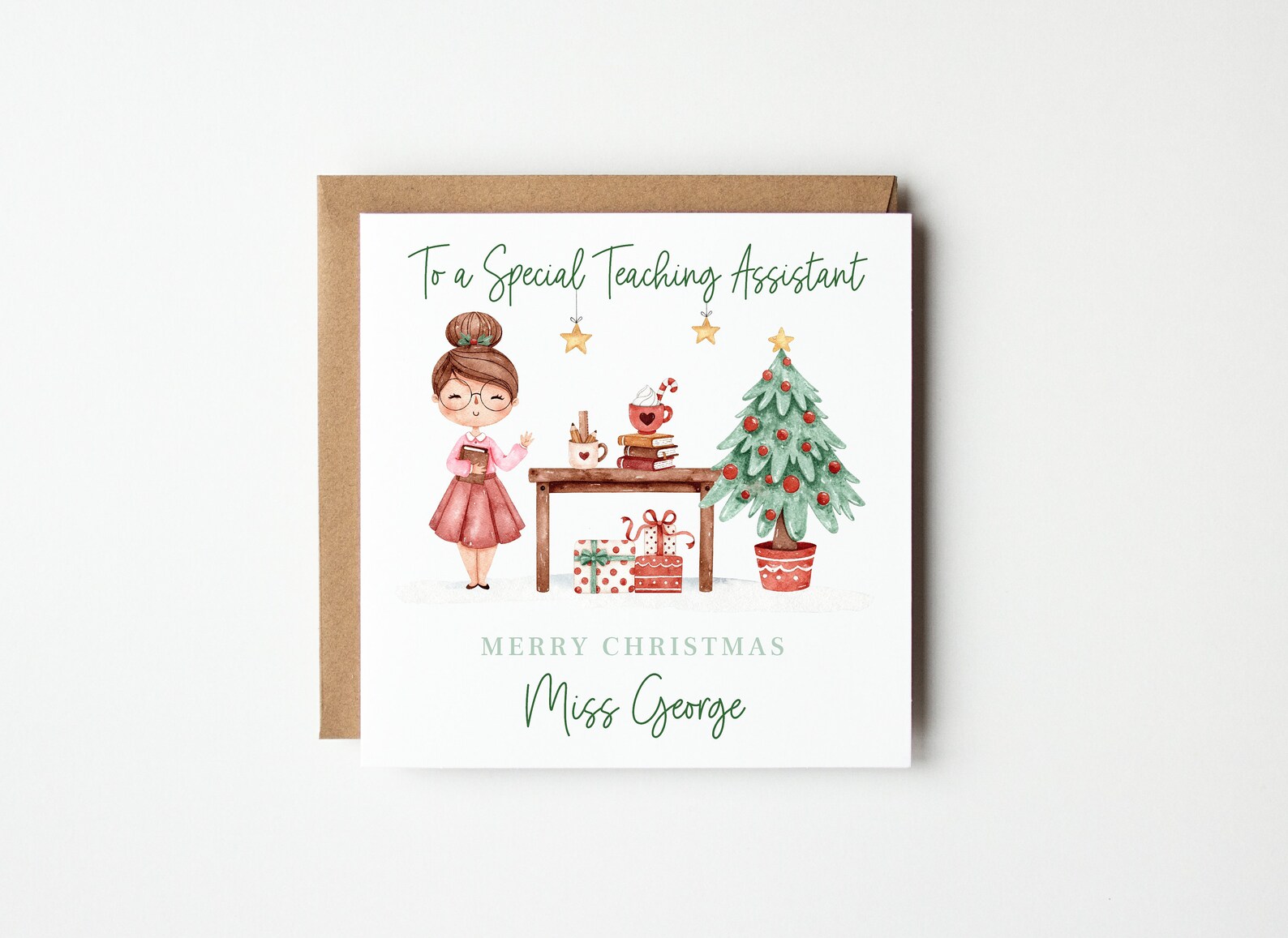 Personalised Teacher Christmas Card Merry Christmas Teacher - Etsy UK